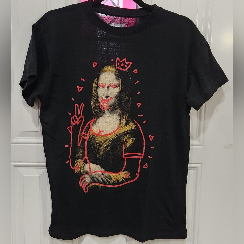 Brisco Mona Lisa Graffiti Black Tshirt Women's Size M… - Gem